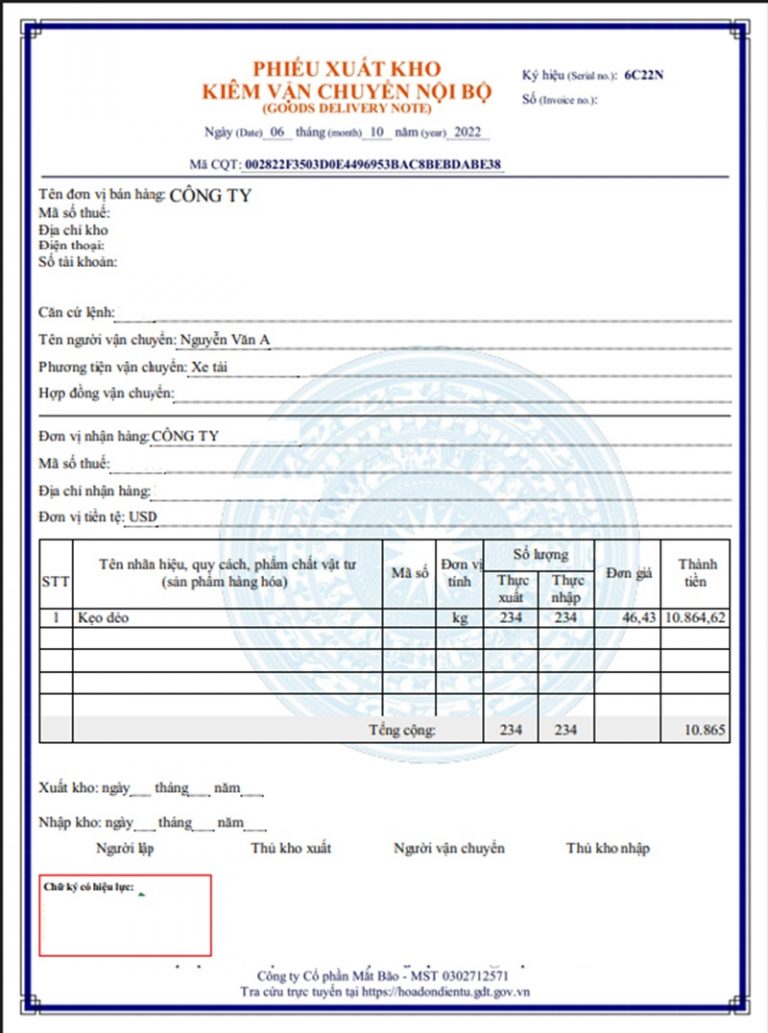 [Hướng dẫn] Cách viết phiếu xuất kho kiêm vận chuyển nội bộ